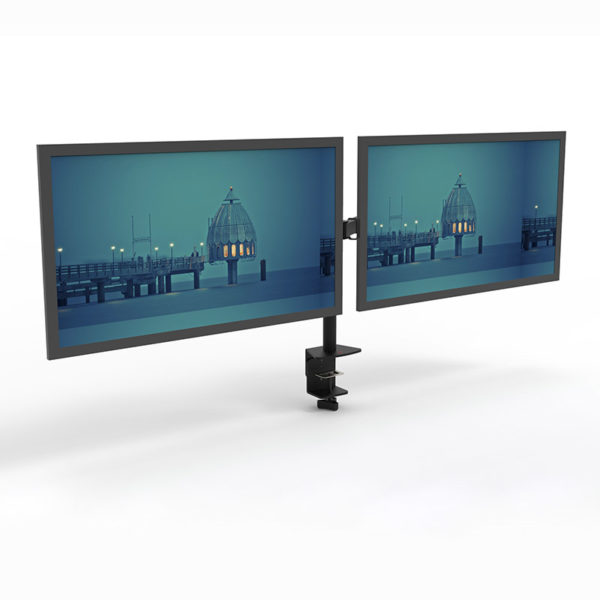 Twin Flat Screen Computer Monitor Desk Mount Stand for 12”-24” Two LCD ...